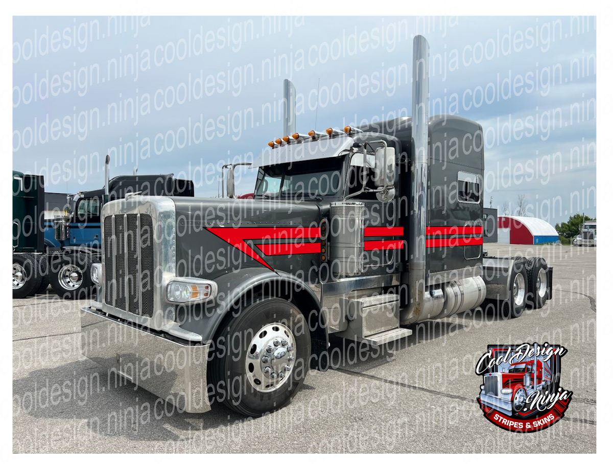 Red and Black Double Fang Peterbilt Stripe Kit – Cool Design Ninja