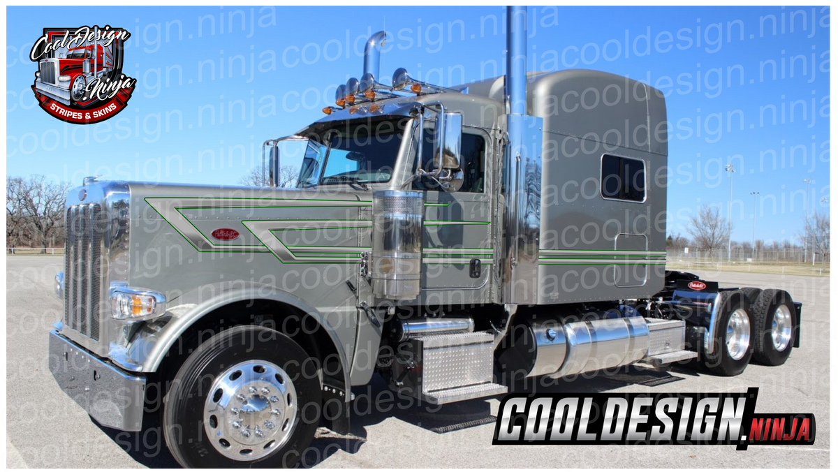 Green and Chrome Effect Underwedge Peterbilt Stripe Kit – Cool Design Ninja
