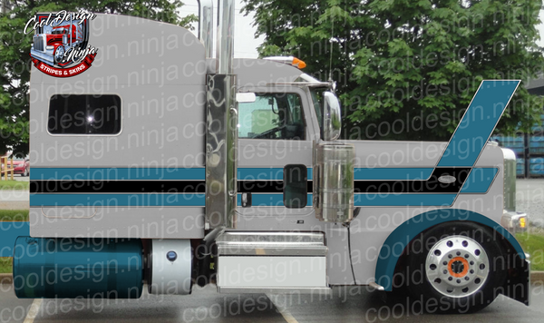 Teal and Chrome Effect Chicago Peterbilt Stripe Kit – Cool Design Ninja