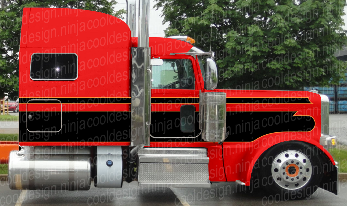 Orange and Black Full Seminole Peterbilt Stripe Kit – Cool Design Ninja