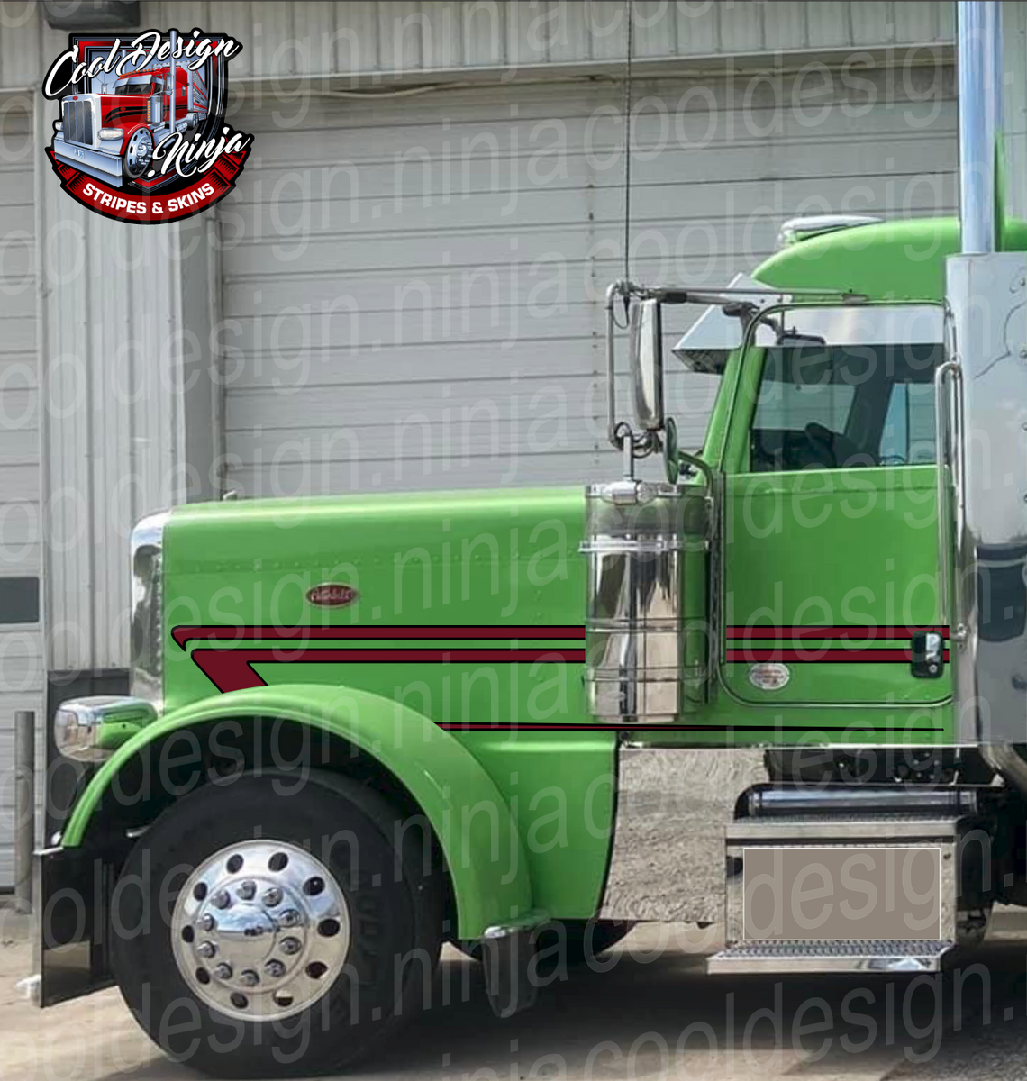 388 Short Hood Burgundy and Black Underhook Peterbilt Stripe Kit – Cool ...
