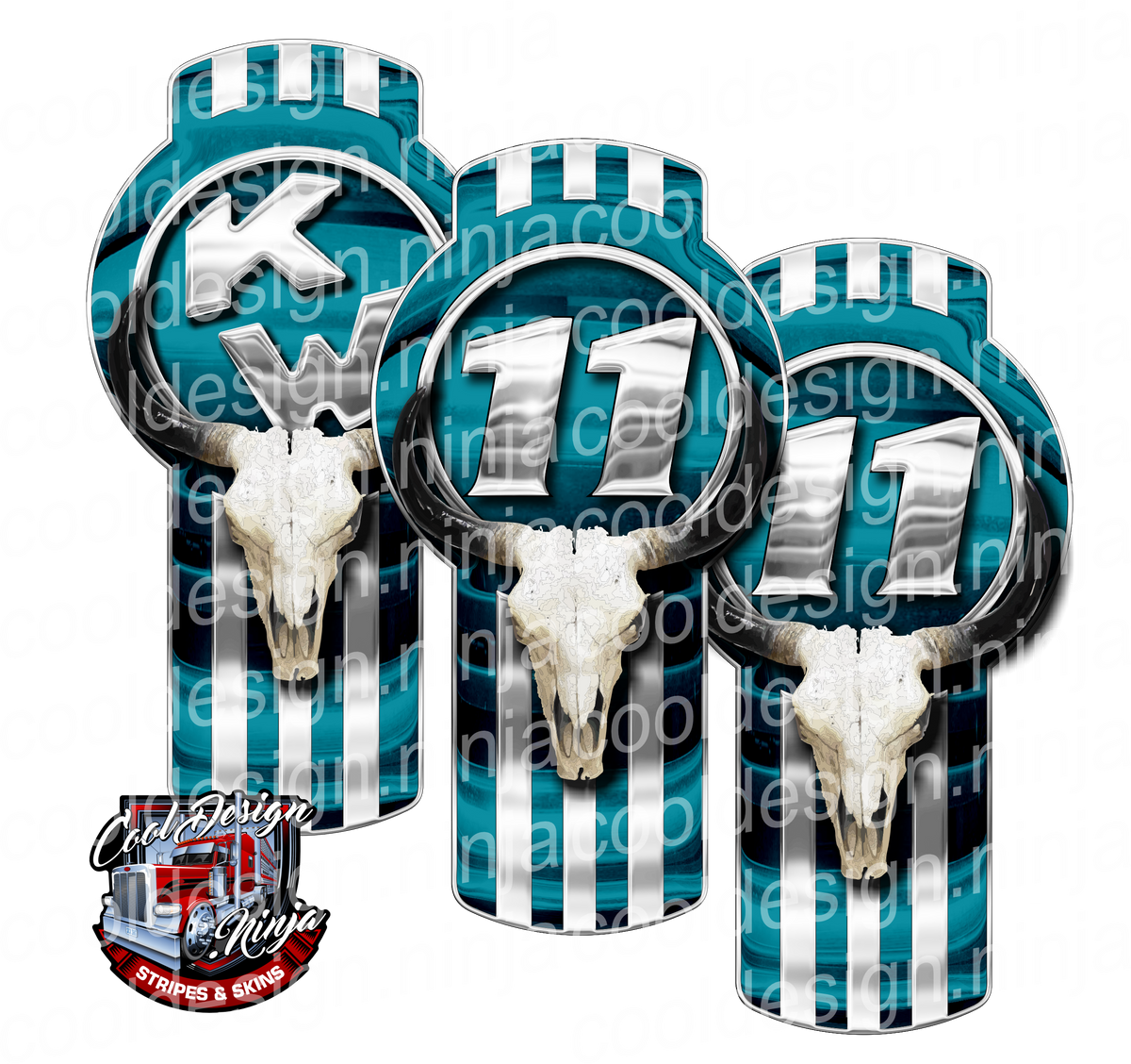 Teal Bull Skull Unit 11 Kenworth Emblem Skins – Cool Design Ninja
