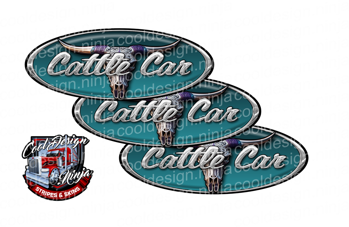Teal Longhorn Cattle Car Peterbilt Emblem Skins – Cool Design Ninja