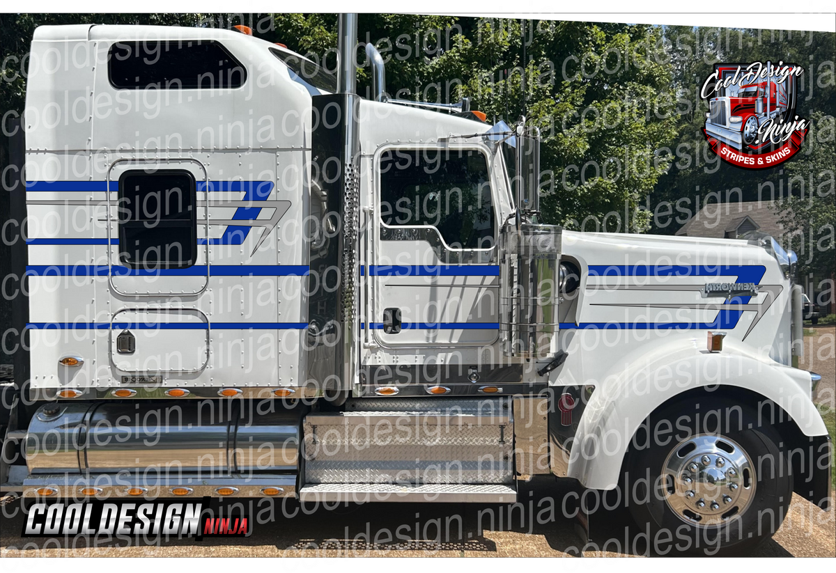 Midnight Blue and Grey Nested Scallop Kenworth Stripe Kit – Cool Design ...