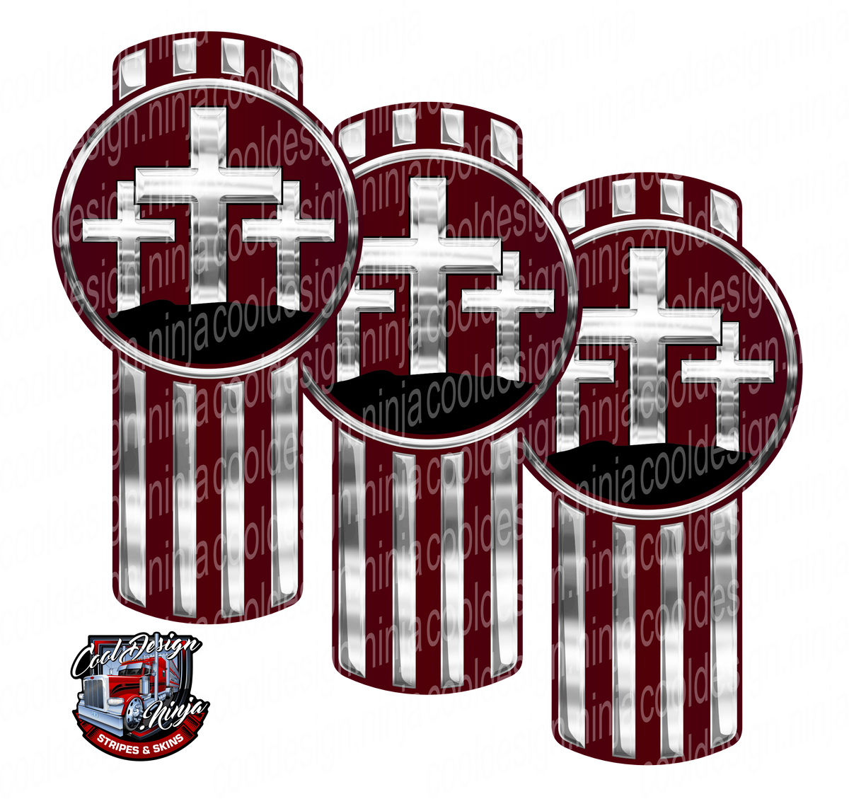 Three Cross Burgundy Peterbilt Emblem Skins – Cool Design Ninja