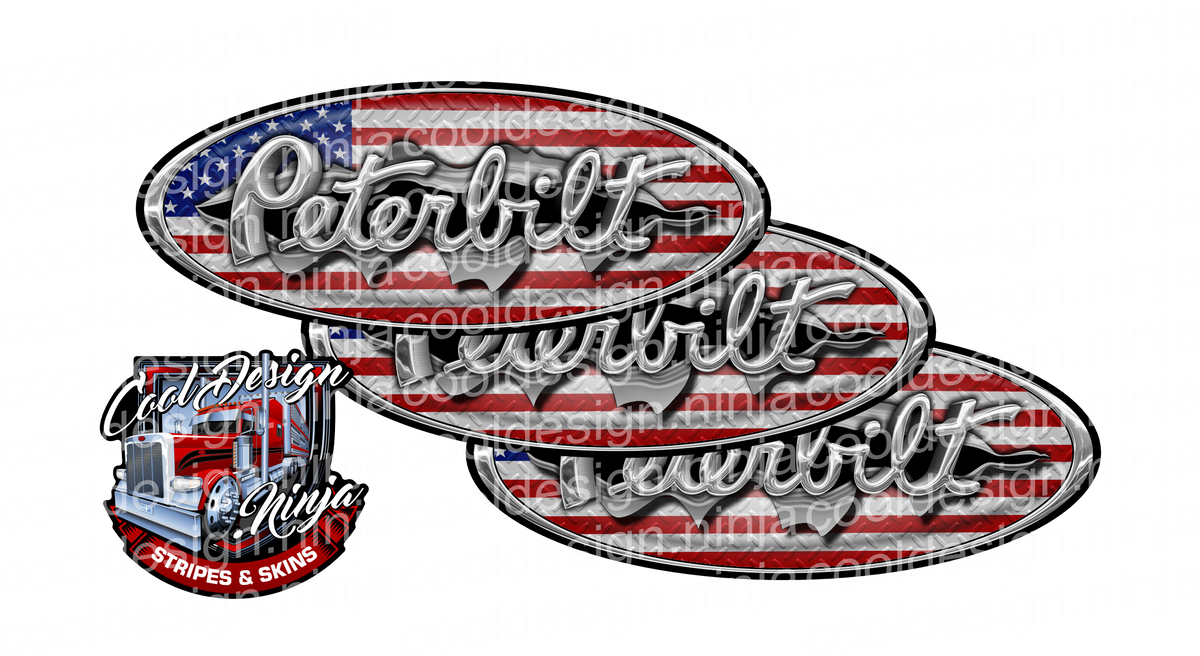 Torn Metal US Flag Peterbilt Emblem Skins – Cool Design Ninja