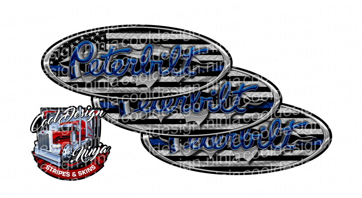 Torn Metal Thin Blue Line US Flag Peterbilt Emblem Skins – Cool Design ...