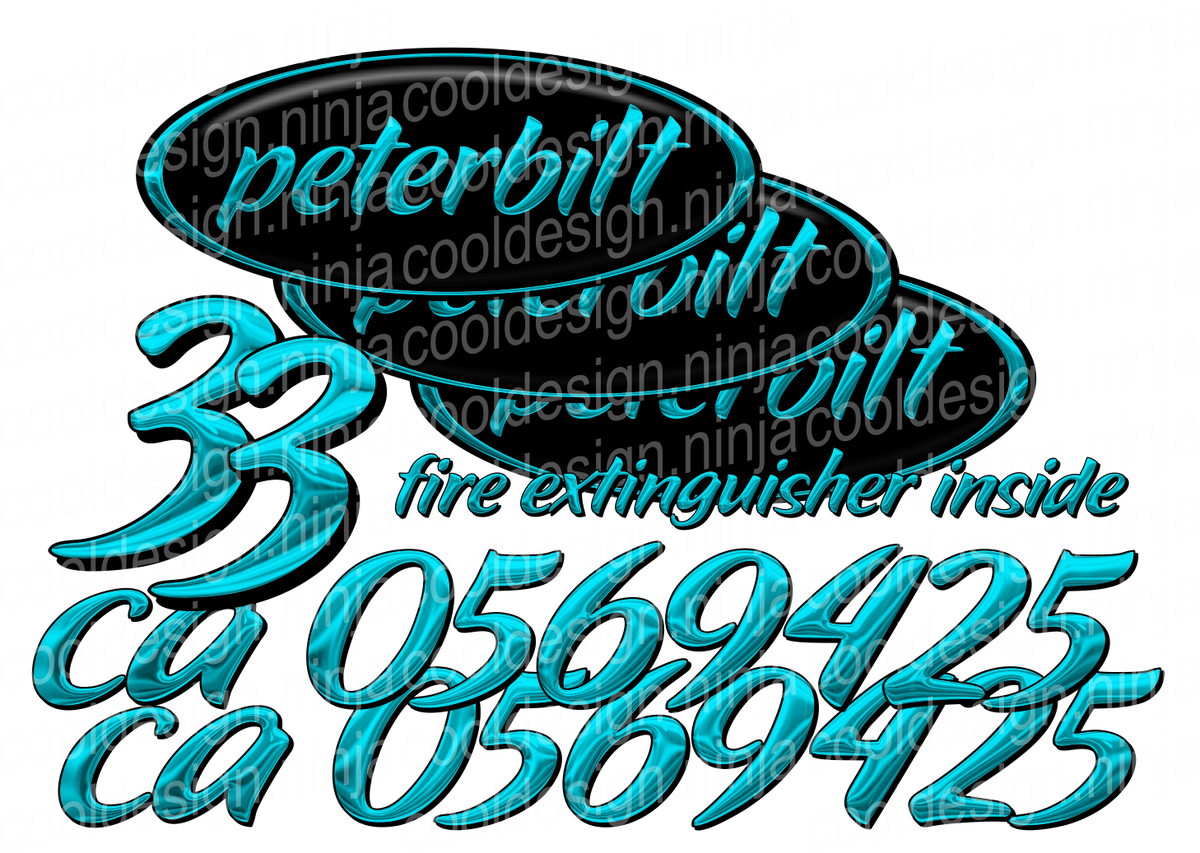 Turquoise blas Peterbilt Lettering Kit – Cool Design Ninja