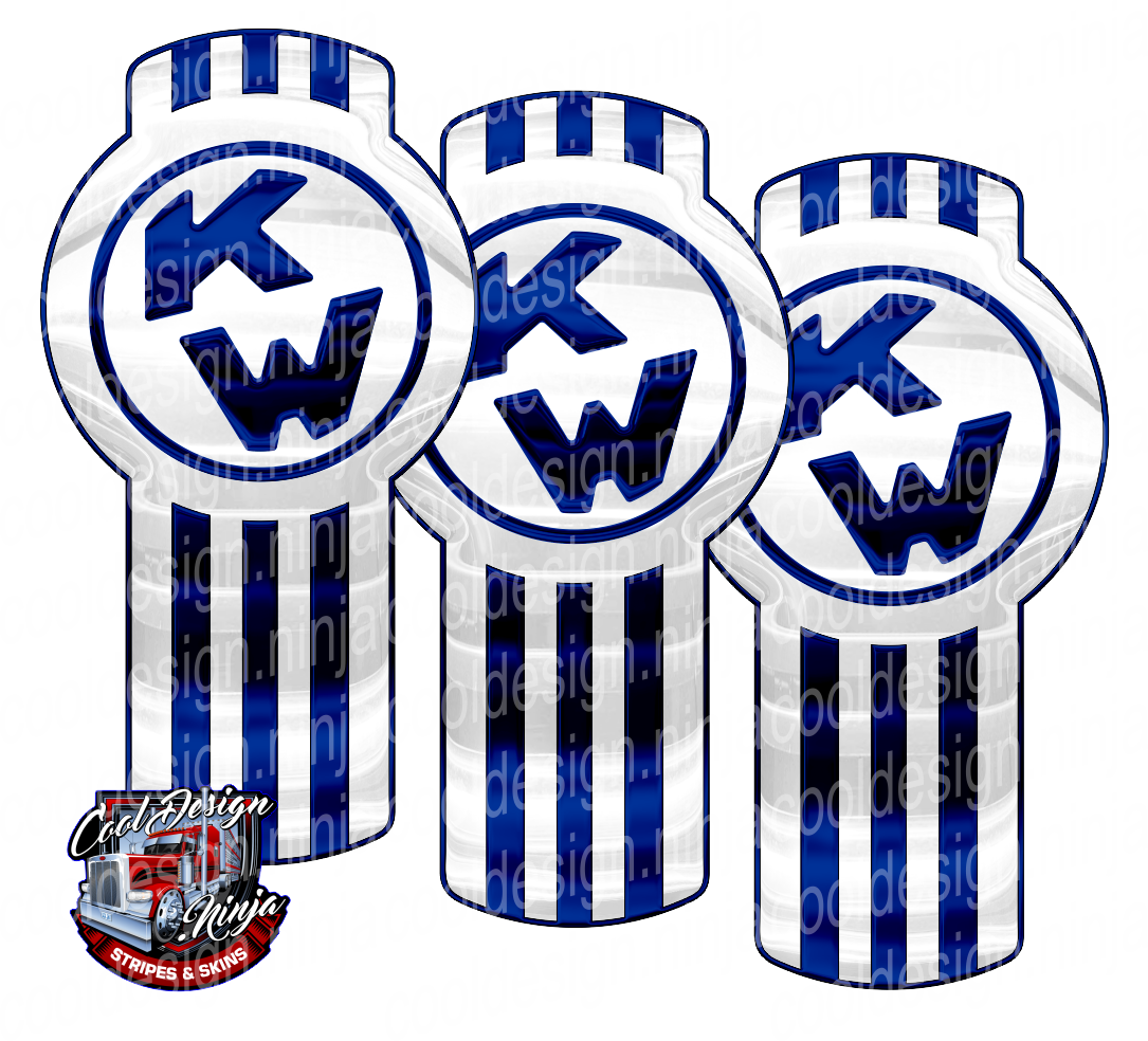 Blue and White Chrome Kenworth Emblem Skin Kit – Cool Design Ninja