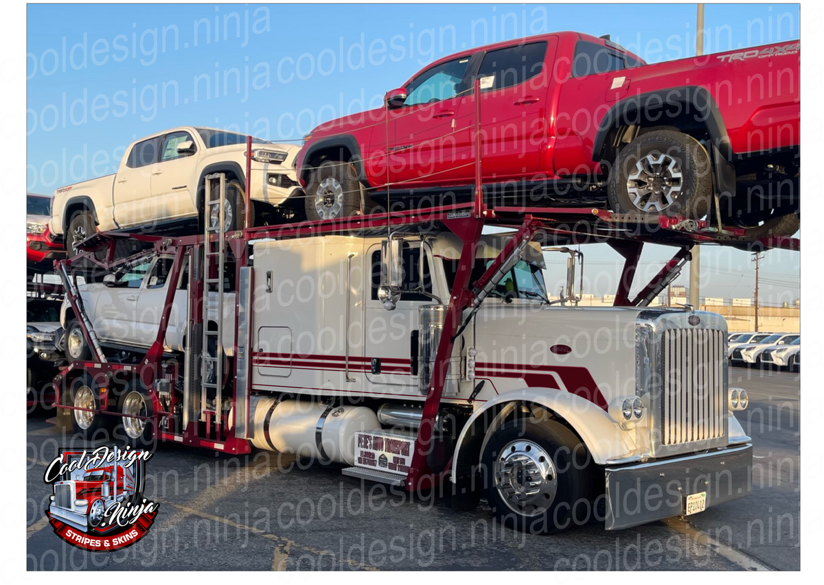 Two-Tone Burgundy Car Carrier Slant Back Peterbilt Stripe Kit – Cool ...