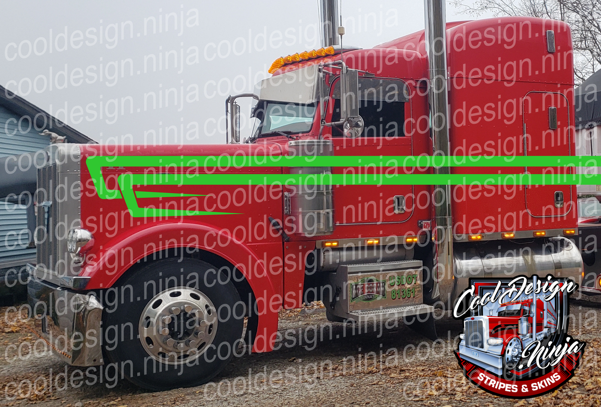 Lime Green Double Cees Peterbilt Stripe Kit – Cool Design Ninja