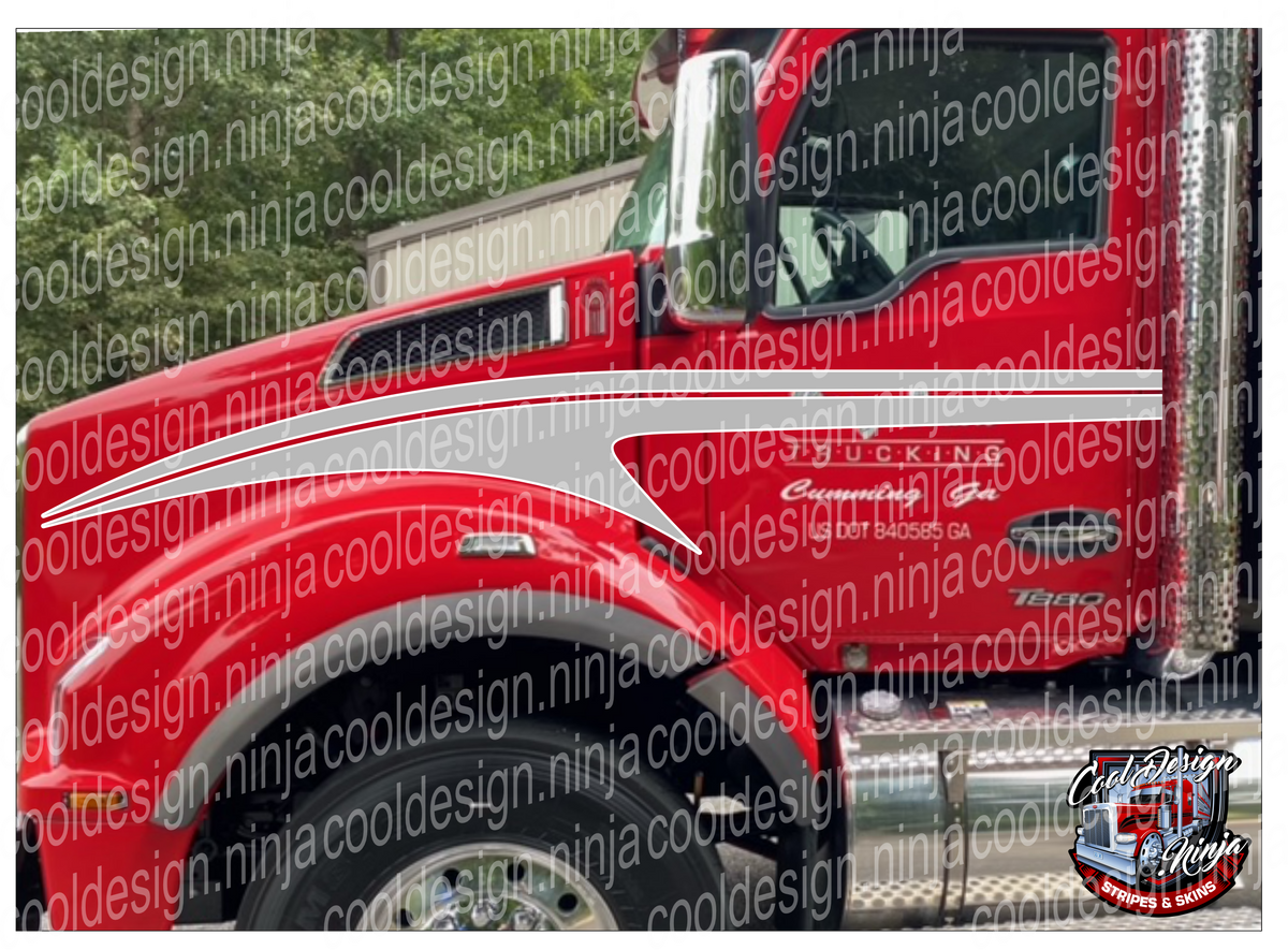 Silver Grey and Black Bladed Spear T880 Kenworth Stripe Kit – Cool ...