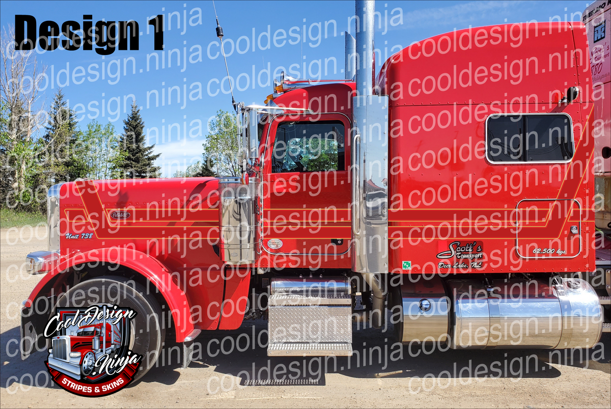 389 Matte Red and Gold Hood Hugger Peterbilt Stripe Kit – Cool Design Ninja