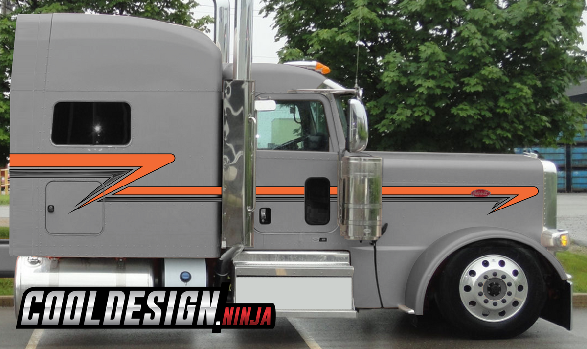 Orange 389 Dark Chrome Peterbilt Stripe Kit – Cool Design Ninja