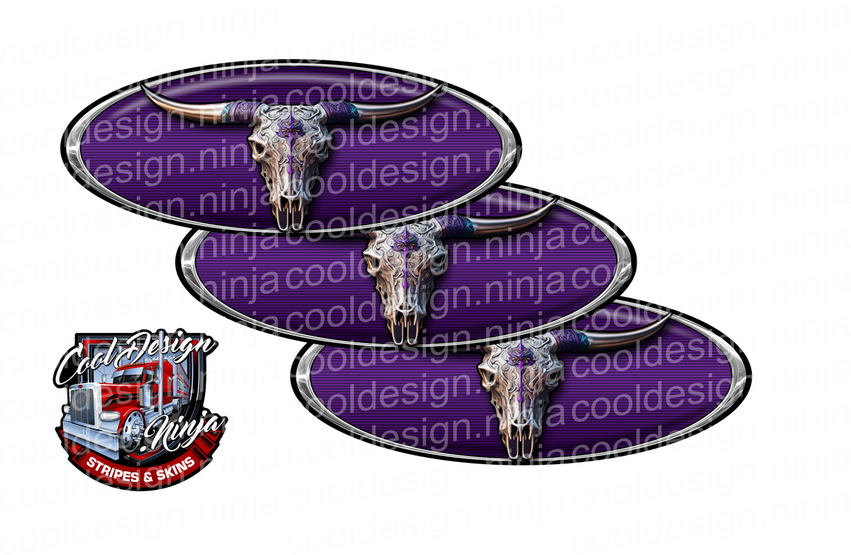 Chrome Longhorn Bull Skull Purple Peterbilt Emblem Skins – Cool Design ...