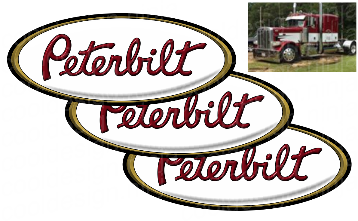 3-Pack of Red/White/Gold Peterbilt Emblem Skins – Cool Design Ninja