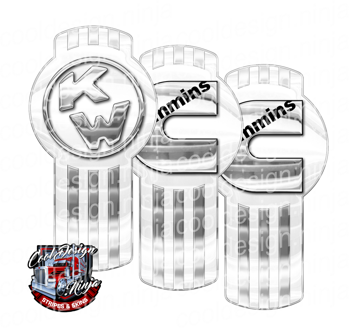 White and Chrome Cummins Kenworth Emblem Skin – Cool Design Ninja